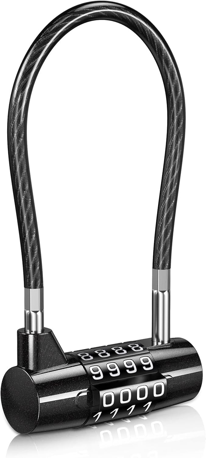 CERPXFF-Long Shackle Combination Lock, 4.41x2.13x0.71'' Cable Lock, 4 ...