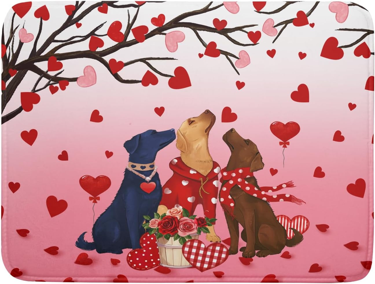 CERPXFF-Love Dog Dish Drying Mat 18"x24" Red Heart Microfiber Dish ...