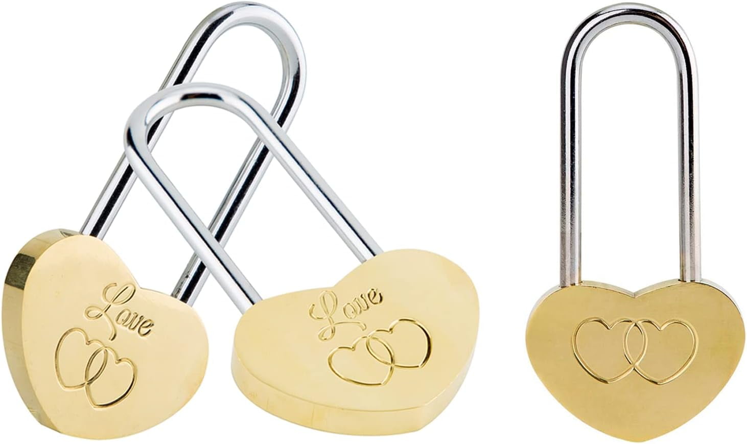 CERPXFF-Love Lock Heart Padlock: 3PCS 3.5" 50mm Wish Lock Without Key ...