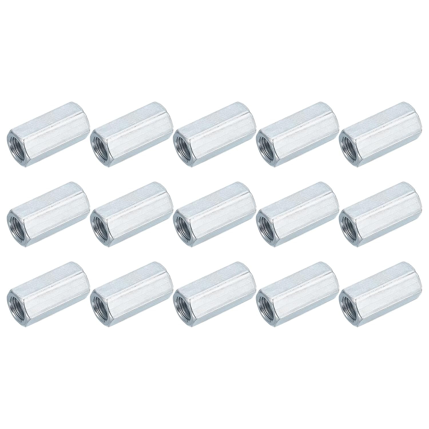 CERPXFF-M10x1mm Coupling Nuts, 15 Pcs Carbon Steel Galvanized Hex Rod ...