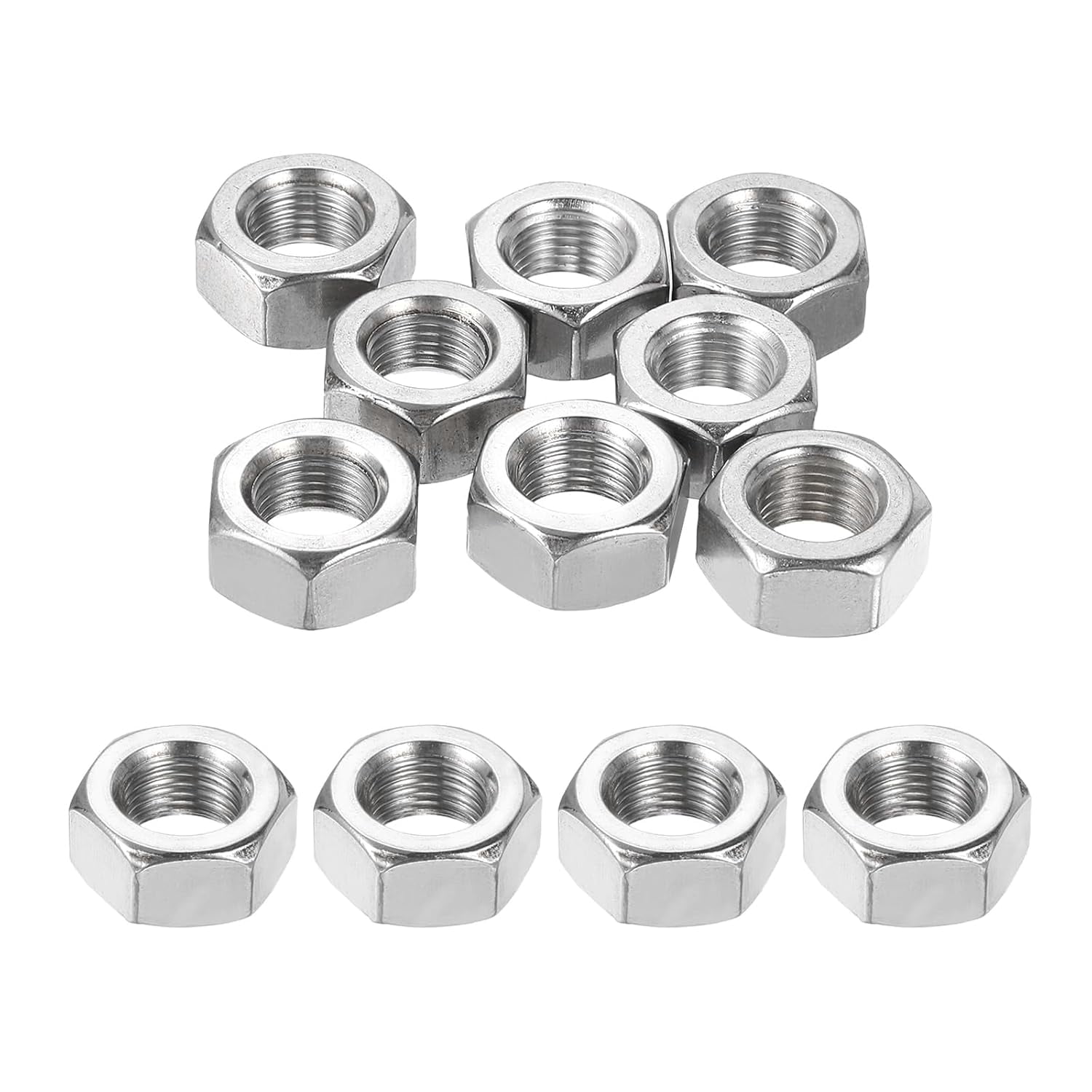 CERPXFF-M10x1mm Hex Nuts, 12Pcs 304 Stainless Steel Metric Fine Thread ...
