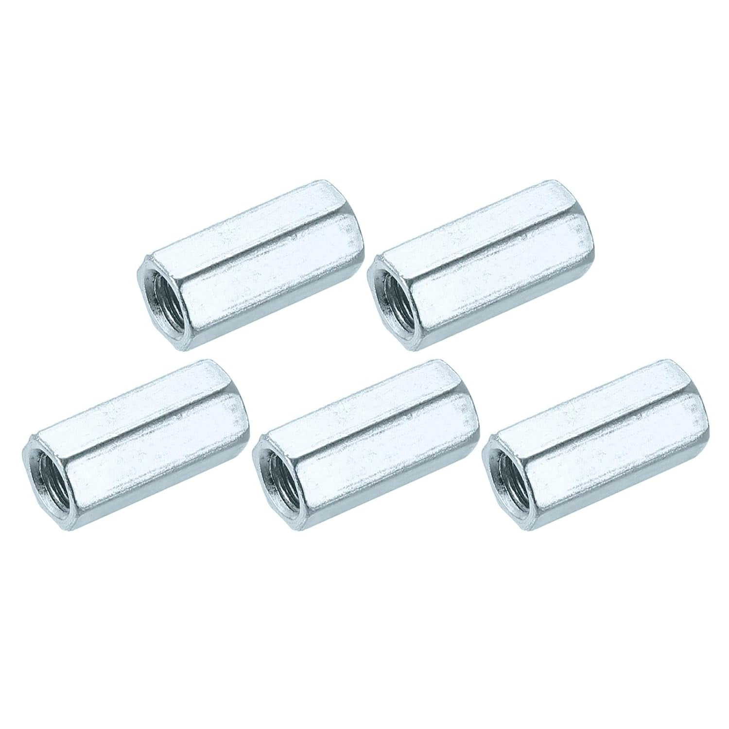 CERPXFF-M12x1.75mm Coupling Nuts, 5 Pcs Carbon Steel Galvanized Hex Rod ...