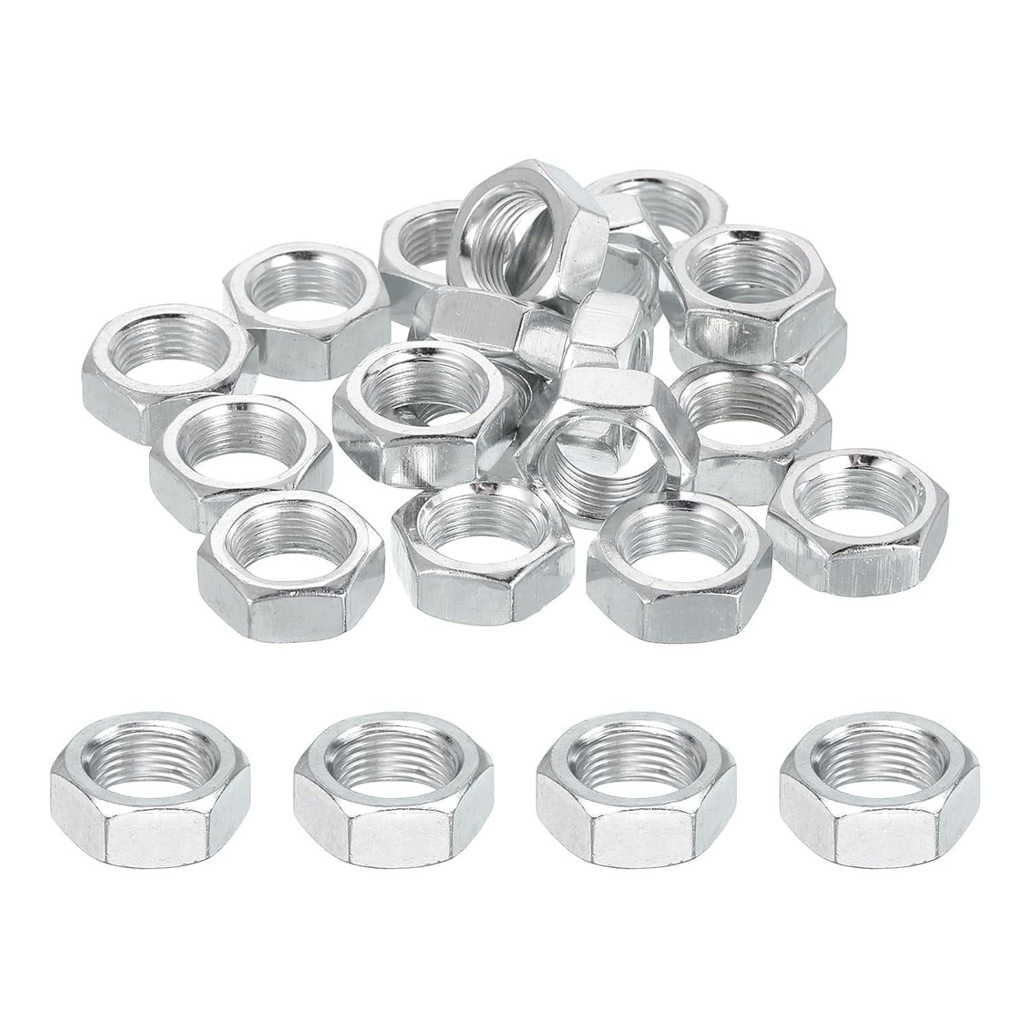 CERPXFF-M12x1x7mm Steel Hex Nuts, 25Pcs Metric Fine Thread Carbon Steel ...