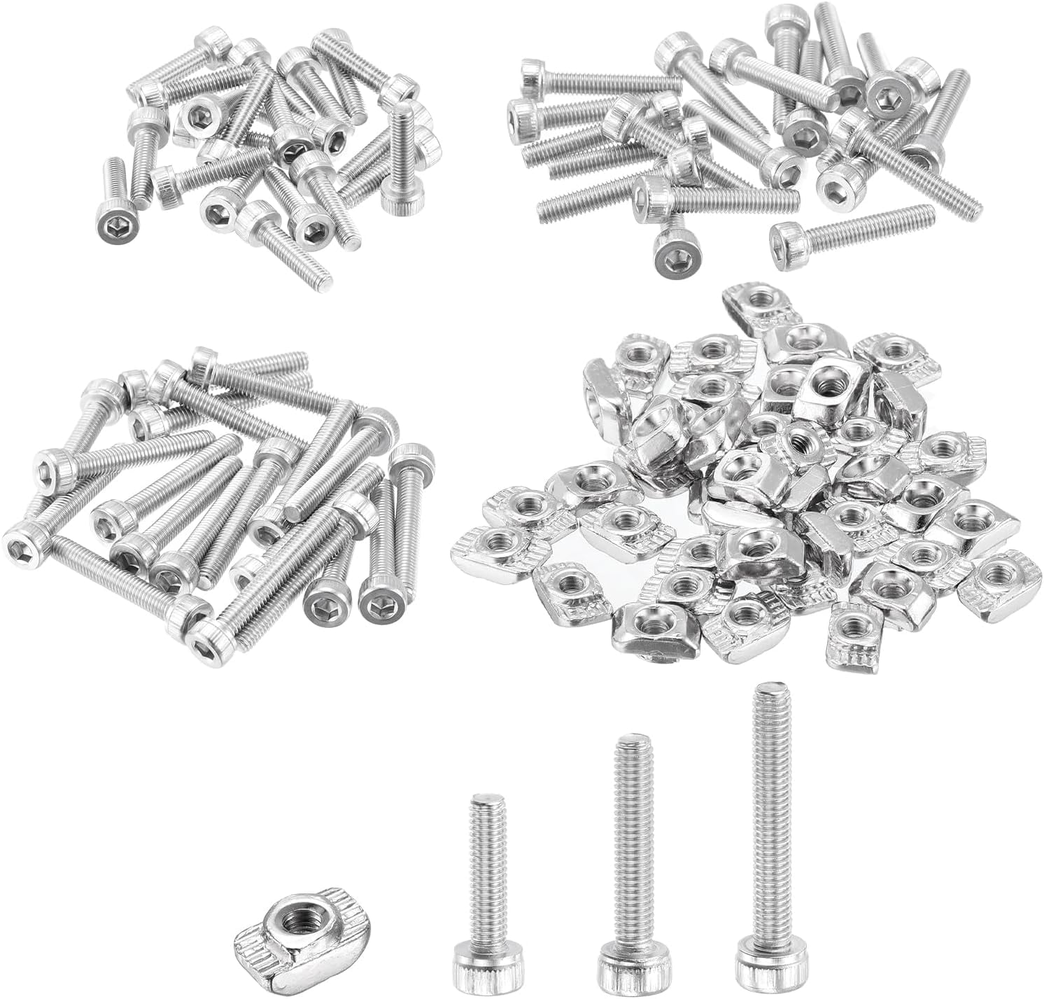 CERPXFF-M3 120Pcs T Nuts Sliding T Slot Nut Fastener T-Nuts Screws ...