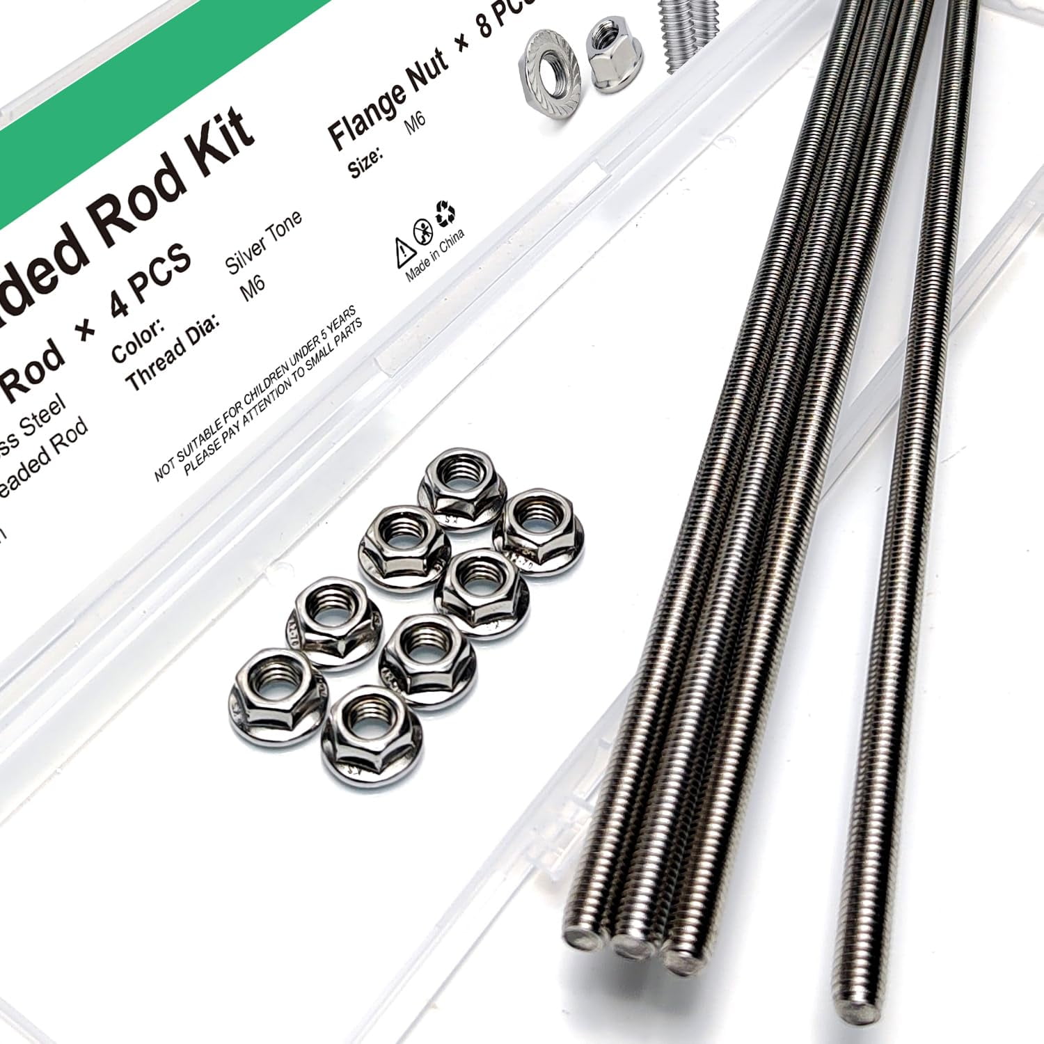 CERPXFF-M6-1.0x250mm Fully Threaded Rod Studs, 304 Stainless Steel Long ...
