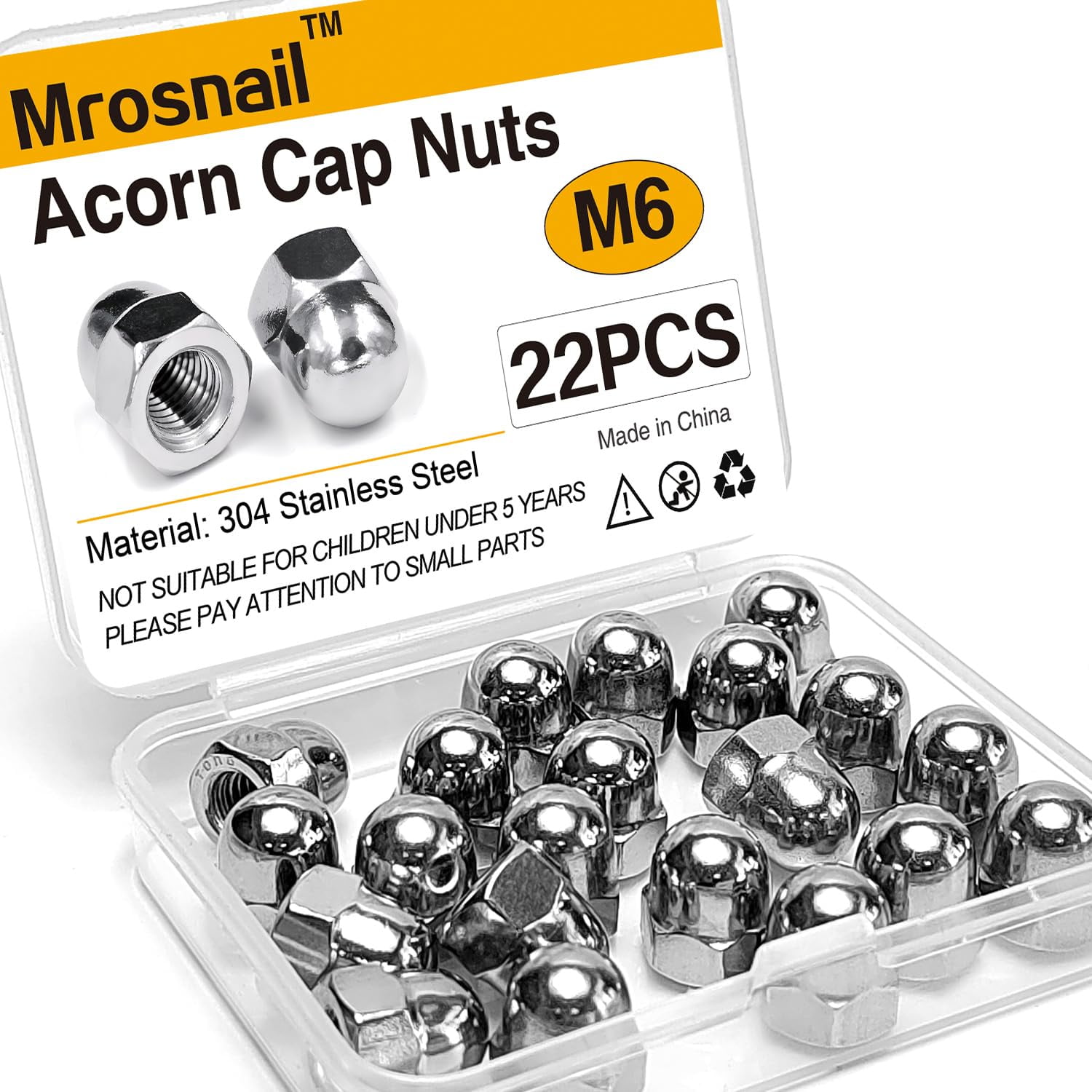 CERPXFF-M6 Acorn Nuts Kit - 22PCS, 304 Stainless Steel, Metric Hex Cap ...