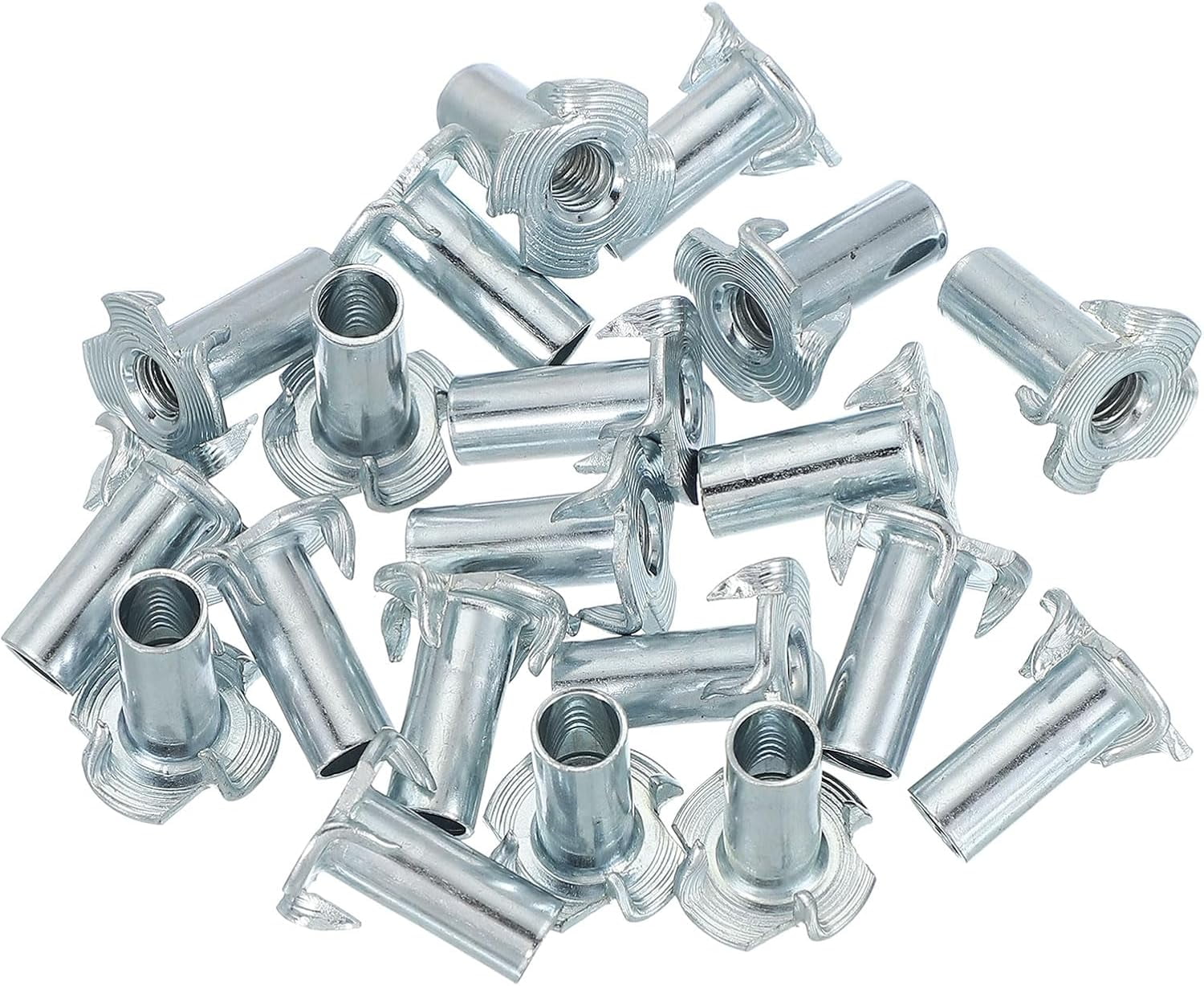CERPXFF-M6 T-Nuts, 20 Pcs Zinc Plated Steel 4-Pronged Tee Blind Nut 18 ...