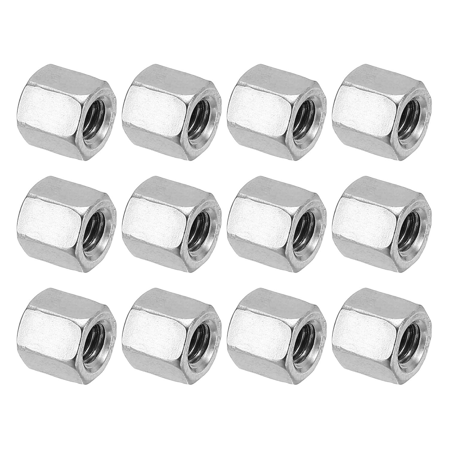 CERPXFF-M6 x 1-Pitch 304 Stainless Steel Hex Coupling Nuts, 12Pcs 12mm ...