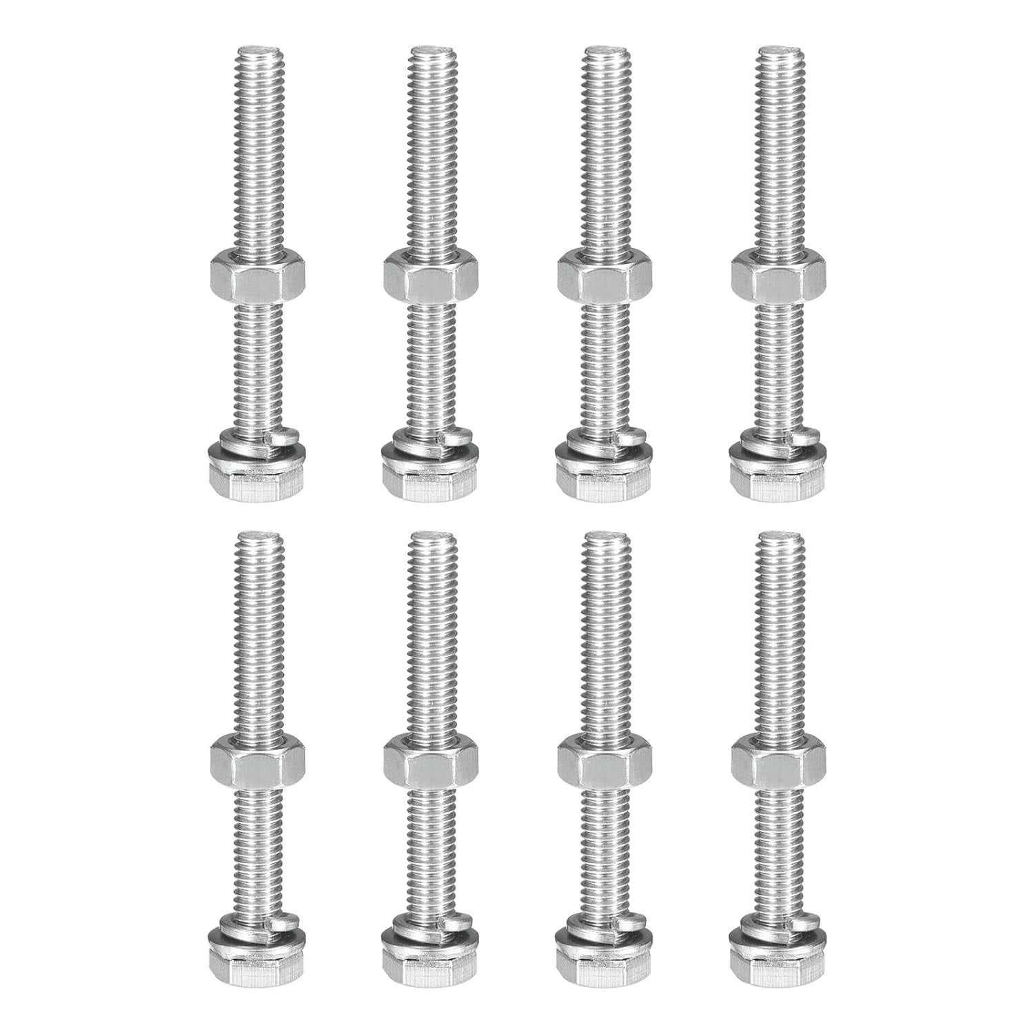 CERPXFF-M6 x 50mm Hex Head Screws Bolts, Nuts, Flat & Lock Washers Kits ...
