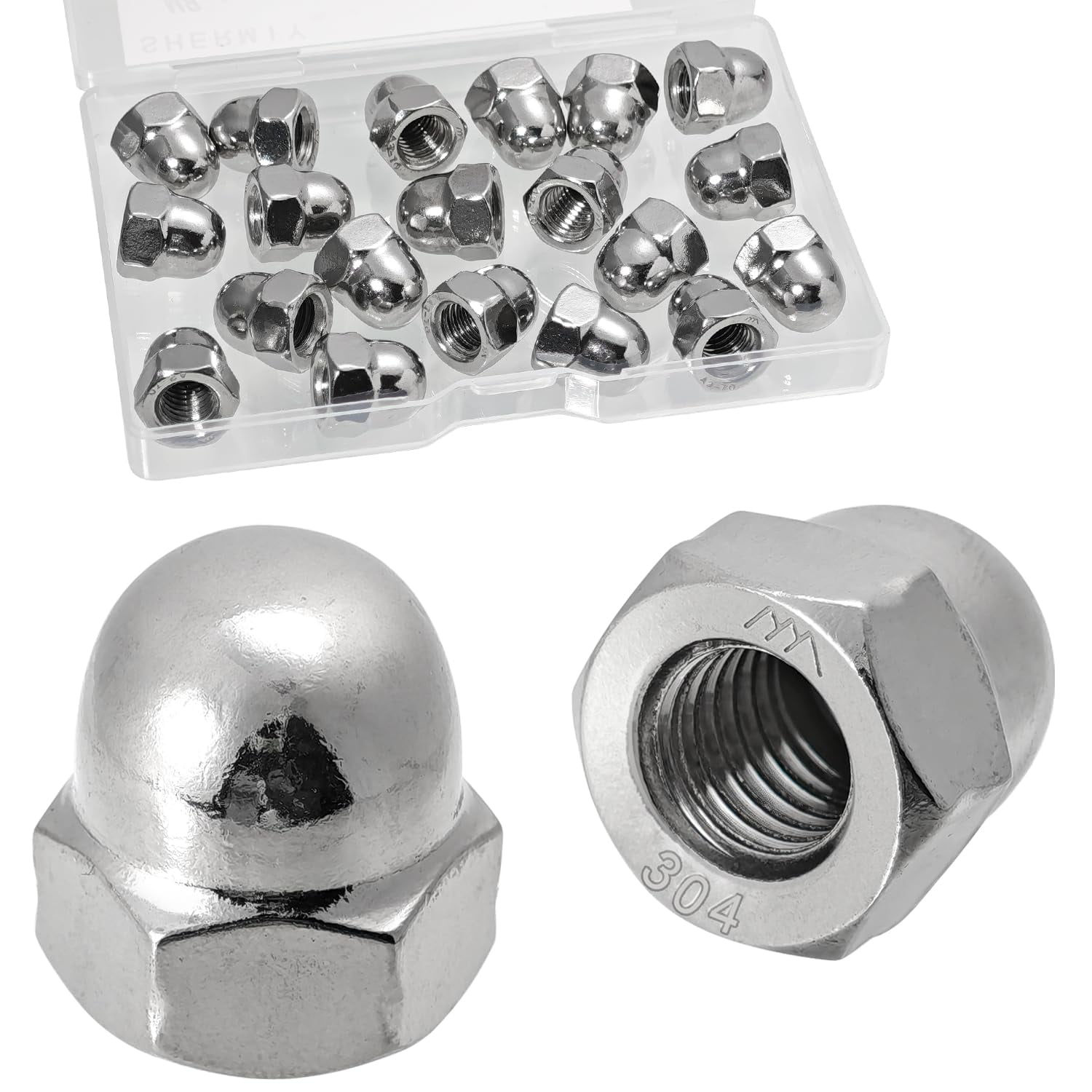 CERPXFF-M8-1.25 Acorn Nuts,20PCS M8 304 Stainless Steel(18-8) Acorn Cap ...