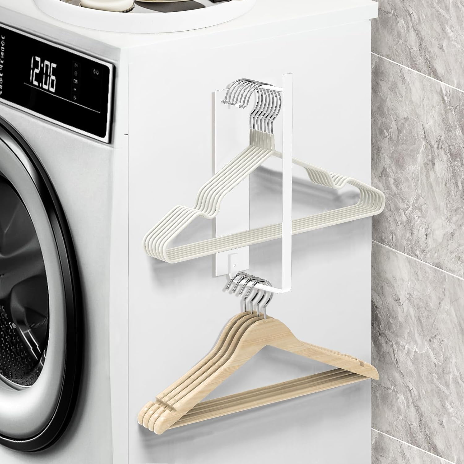 CERPXFF-Magnetic Hanger Holder for Laundry Room, Space-Saving Hanger ...