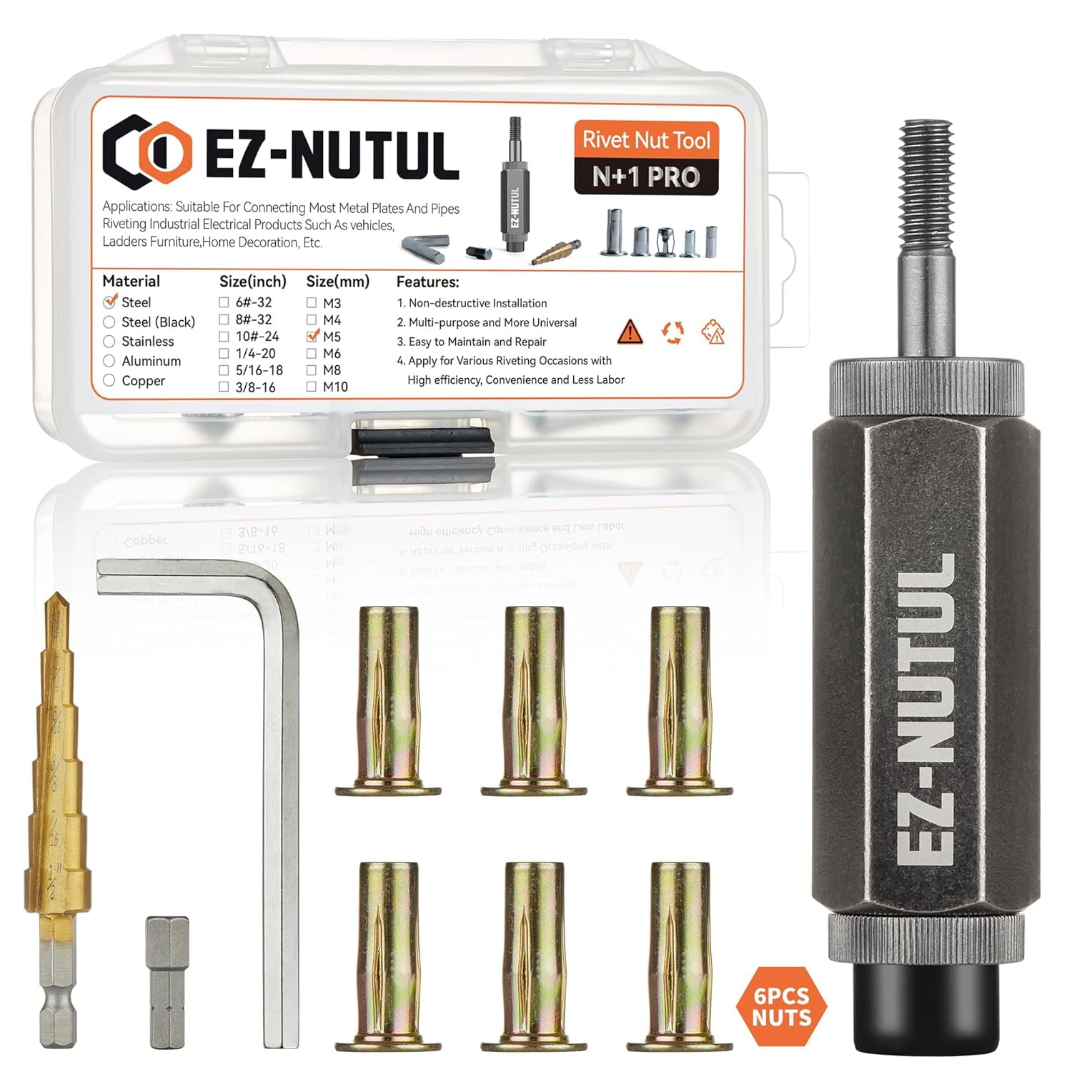 CERPXFF-Multi-Grip Rivet Nut Installation Tool Set Pre-Bulbed Shank ...