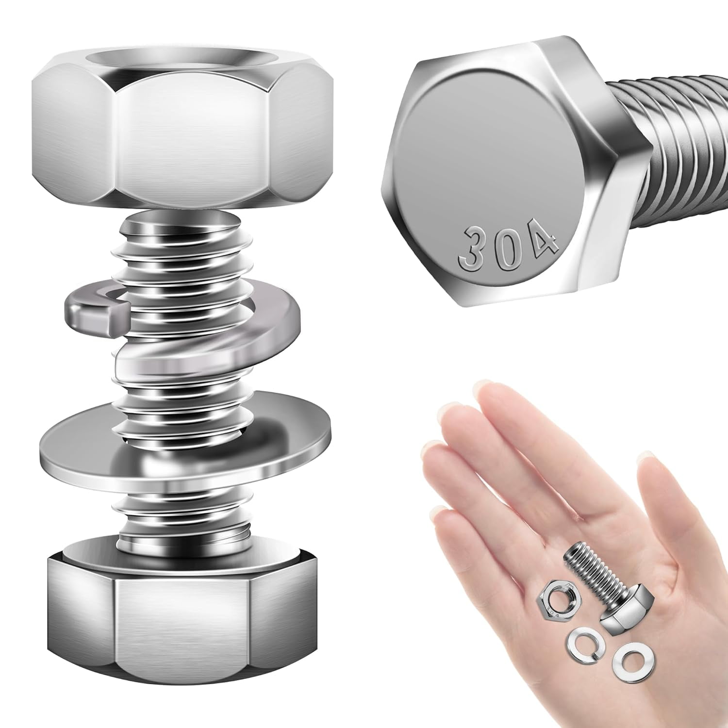 CERPXFF-Mywish (10 Sets) 5/16-18x3/4 Hex Head Assorted Screws Nuts and ...