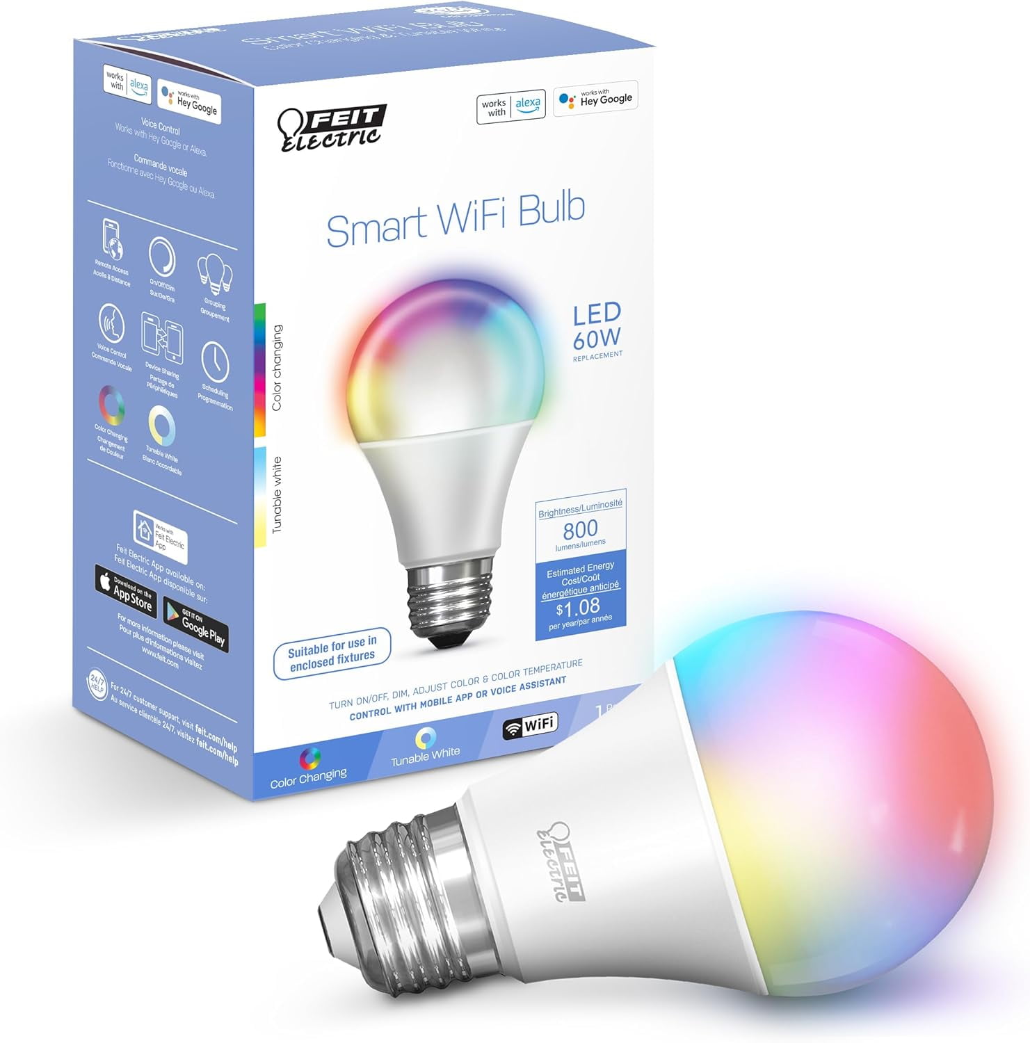 CERPXFF-OM60/RGBW/CA/AG Smart WiFi Color Changing and Dimmable, Alexa ...