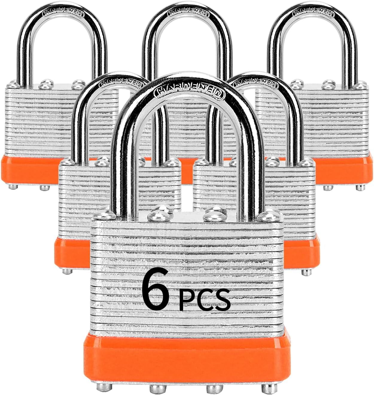 CERPXFF-Padlocks with Same Key, 6 Pcs Laminated Keyed Padlock (1-9/16 ...