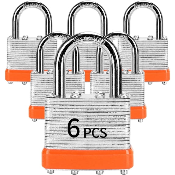 CERPXFF-Padlocks with Same Key, 6 Pcs Laminated Keyed Padlock (1-9/16 ...