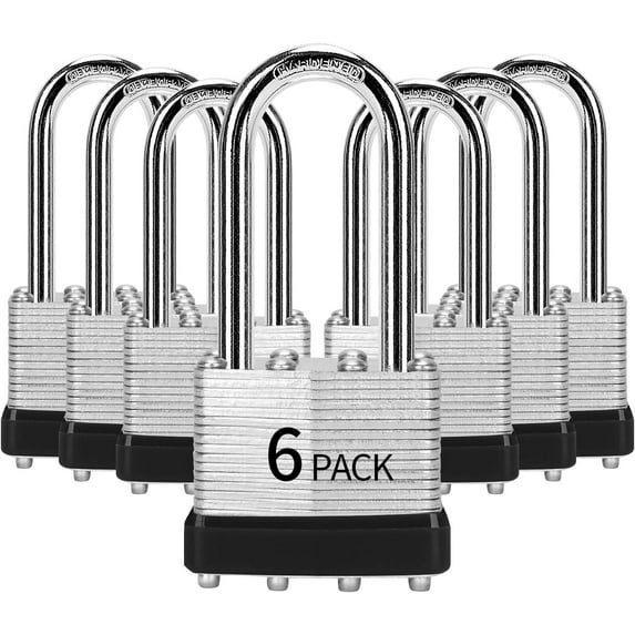 CERPXFF-Padlocks Keyed Alike, Pack of 6, Laminated Steel Keyed Lock (1 ...