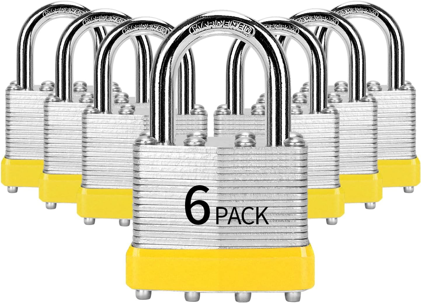 CERPXFF-Padlocks Keyed Alike, Pack of 6, Laminated Steel Keyed Lock (1 ...