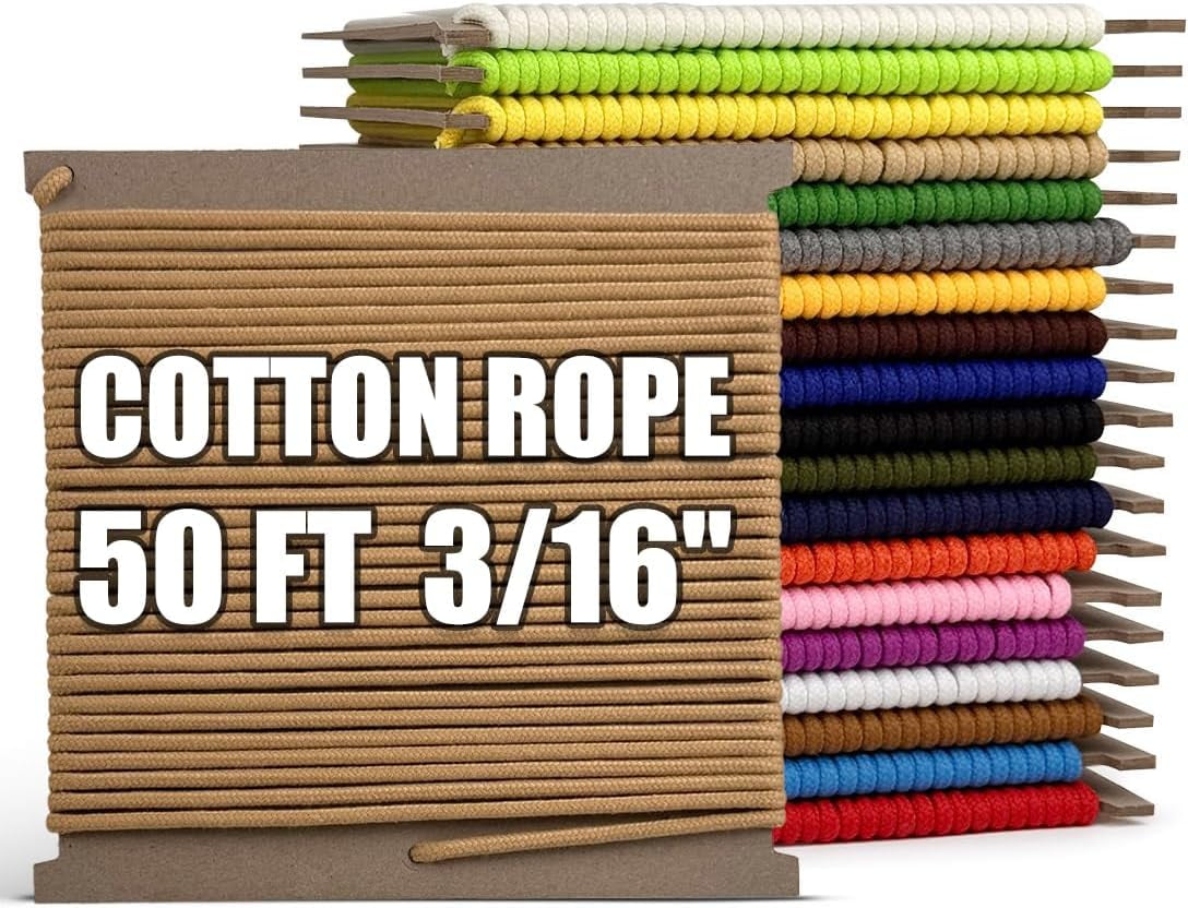 CERPXFF-PerkHomy 500lb Cotton Rope 3/16" (5mm) 50 ft Multi Purpose ...