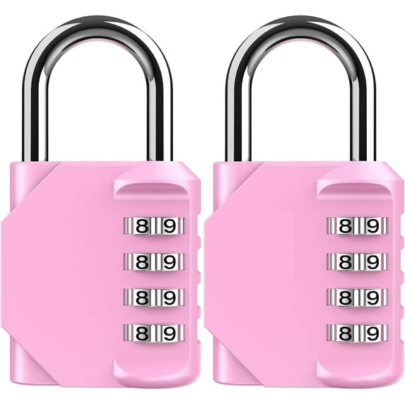 CERPXFF-Pink Combination Lock 2 Pcs, Resettable 4 Digit Combination ...