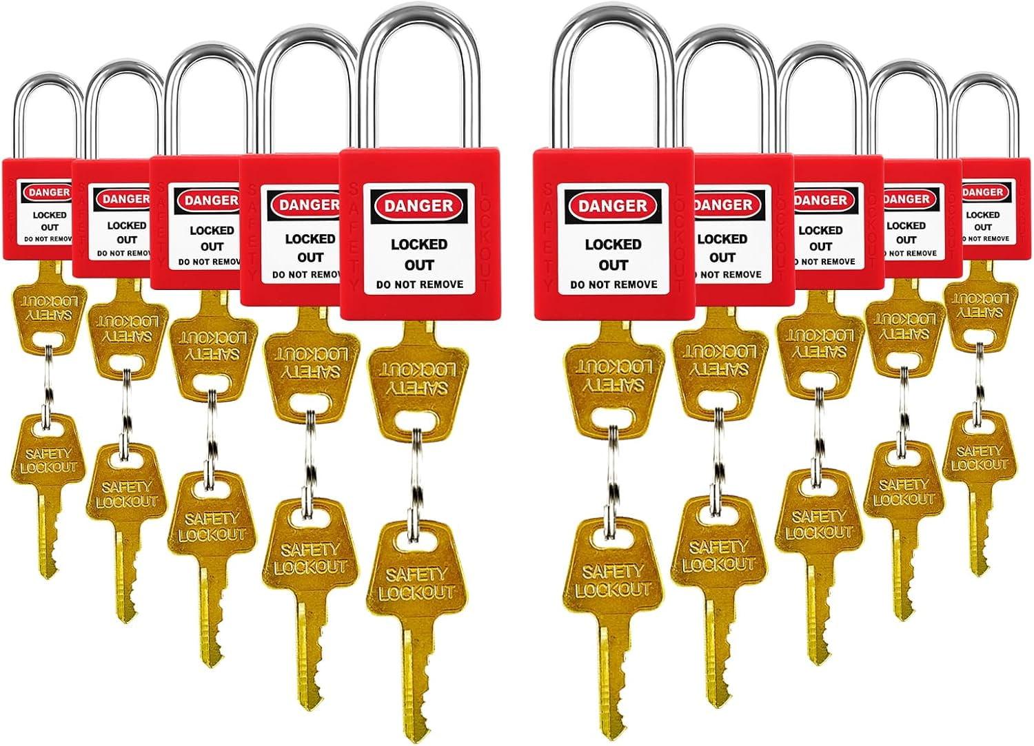 CERPXFF-Red Loto Locks Set-10pcs, Lockout Locks, Safety Padlocks, 2 ...