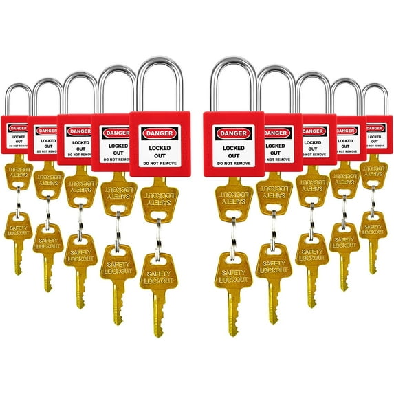 CERPXFF-Red Loto Locks Set-10pcs, Lockout Locks, Safety Padlocks, 2 ...