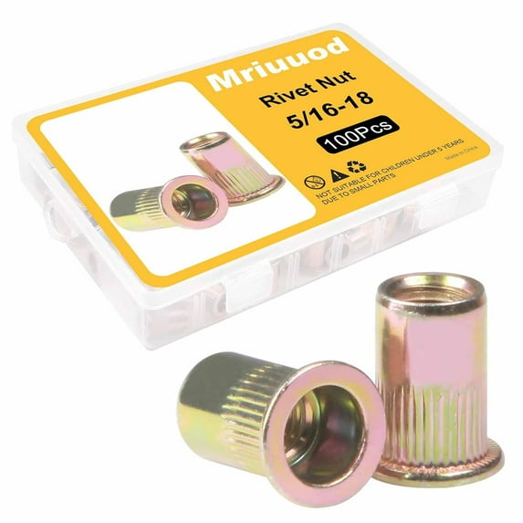 CERPXFF-Rivet Nuts,100Pcs 5/16-18 SAE Rivet Nuts,Zinc Plated Carbon ...