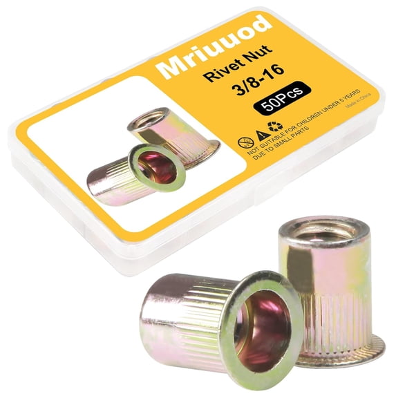 CERPXFF-Rivet Nuts,50Pcs 3/8-16 SAE Rivet Nuts,Zinc Plated Carbon Steel ...