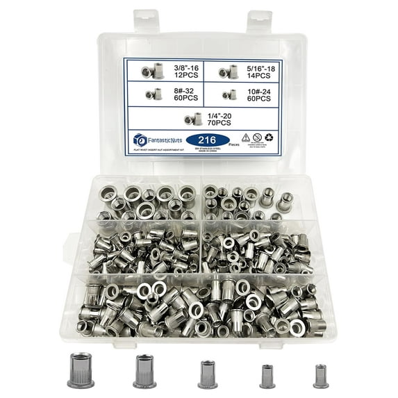 CERPXFF-SAE Rivet Nut Kit 216cs 8-32 10-24 1/4-20 3/8-16 5/16-18 304 ...