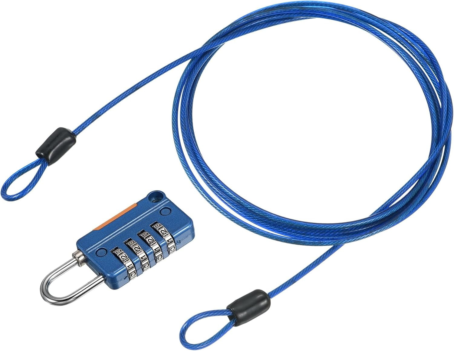 CERPXFF-Security Steel Cable with 4 Digits Combination Locks - Coated Safe W Rope Double Loop ...