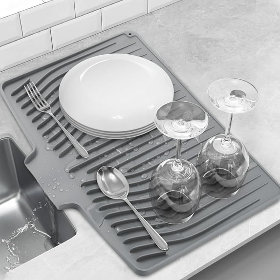 CERPXFF-Silicone Dish Drying Mat for Kitchen Counter, Dish Drainer Mat ...