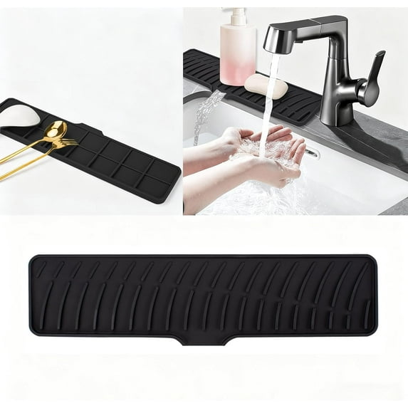 CERPXFF-Silicone Faucet Mat for Kitchen Sink Bathroom Faucet Pad Sink ...