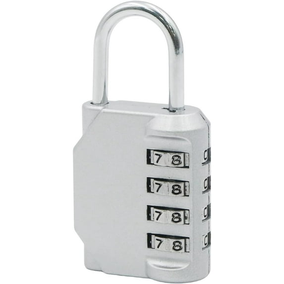 CERPXFF-Silver Combination Lock, 4 Digit Padlock Outdoor, Resettable ...