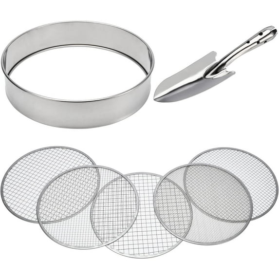 CERPXFF-Soil Sieve Stainless Steel Riddle Sieve Set Garden Potting ...