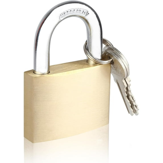 CERPXFF-Solid Brass Padlock with 3 Keys, 50mm Wide Lock Body High ...