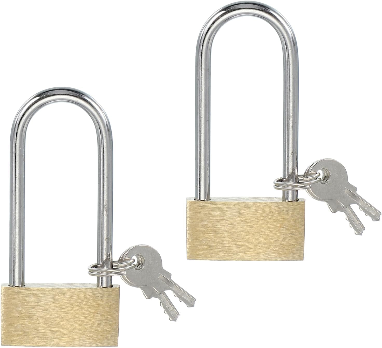 CERPXFF-Solid Brass Padlocks 2.7", 2 Pcs Long Shackle Lock Padlock with ...