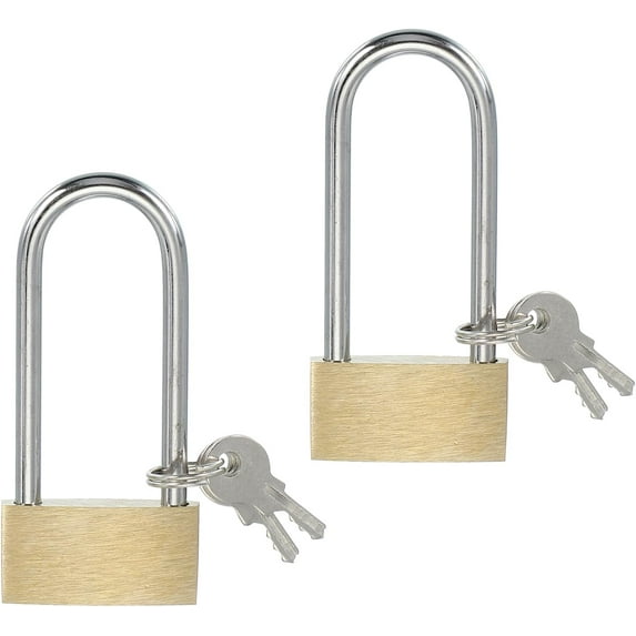 CERPXFF-Solid Brass Padlocks 2.7", 2 Pcs Long Shackle Lock Padlock with ...