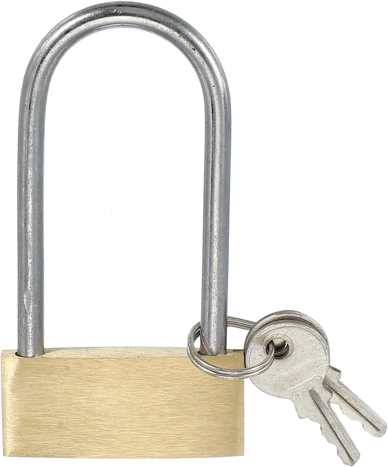 CERPXFF-Solid Brass Padlocks 3", 1 Pcs Long Shackle Lock Padlock with 2 ...