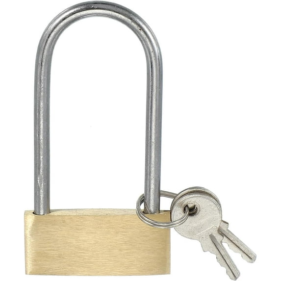 CERPXFF-Solid Brass Padlocks 3", 1 Pcs Long Shackle Lock Padlock with 2 ...