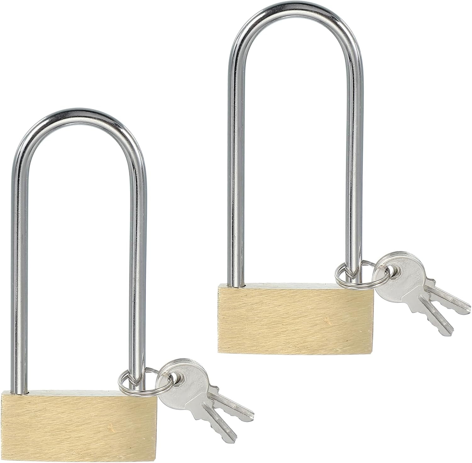 CERPXFF-Solid Brass Padlocks 3.6", 2 Pcs Long Shackle Lock Padlock with ...