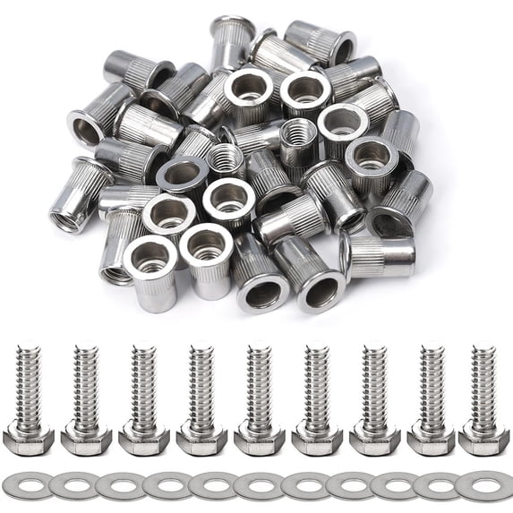 CERPXFF-Stainless Steel 1/4-20 Rivet Nuts and Bolts 3/4" Hex Head ...