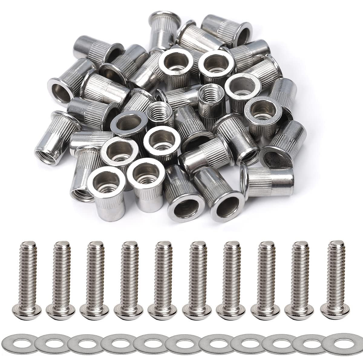 CERPXFF-Stainless Steel 10-24 Rivet Nuts and Bolts 5/8" Button Head ...