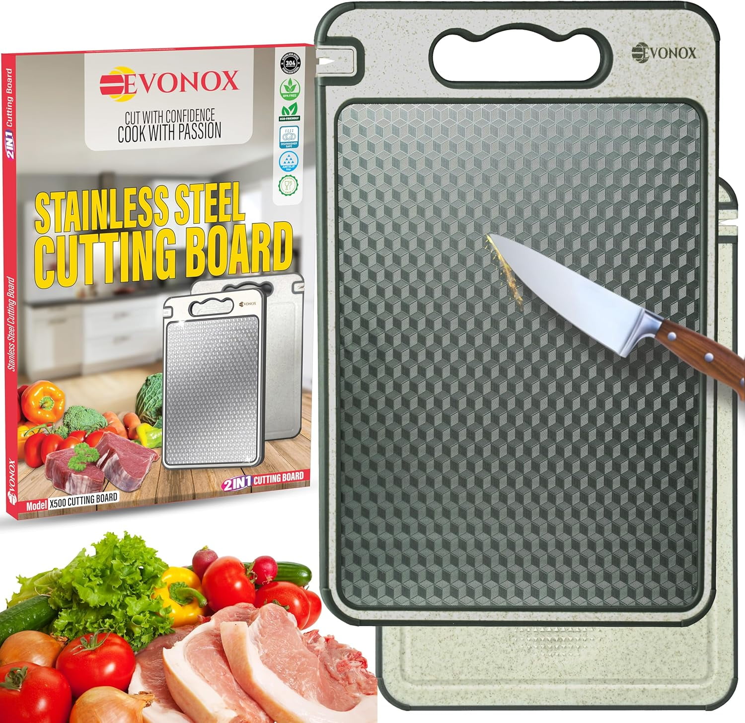 CERPXFF-Stainless Steel Cutting Boards For Kitchen, Cutting board ...