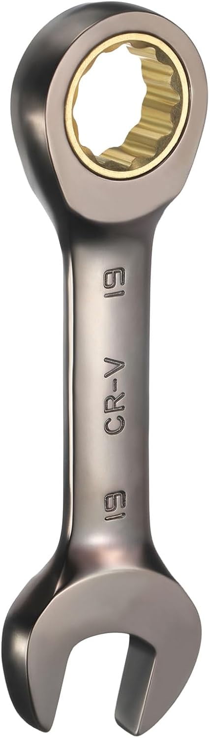 CERPXFF-Stubby Ratcheting Wrench 19mm Metric Box and Open End Cr-Mo ...