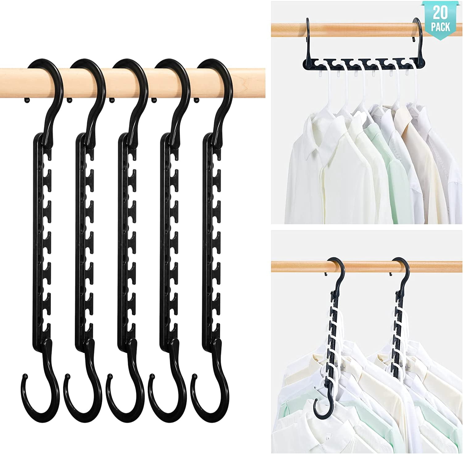 CERPXFF-Sturdy Plastic Space Saving Hangers Cascading Hanger Organizer ...