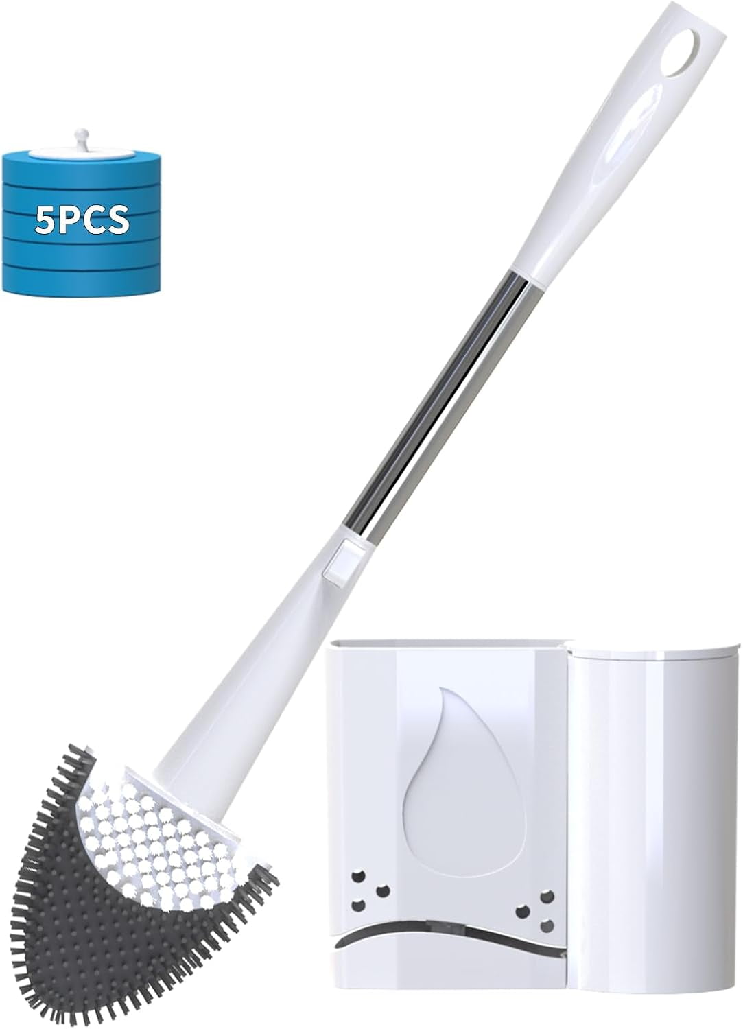 CERPXFF-Toilet Brush and Holder Set,Silicone Removable Cleaner Brush,5 ...