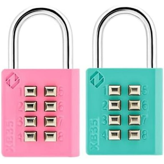 CERPXFF-XB35 8-Digit Push Button Combination Padlock, 4 Digit Locking ...