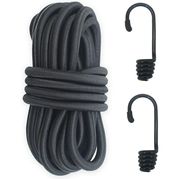 CERPXFF-ZHFLMY Black 1/4in Bungee Cord 15ft Roll,Dacron Polyester ...