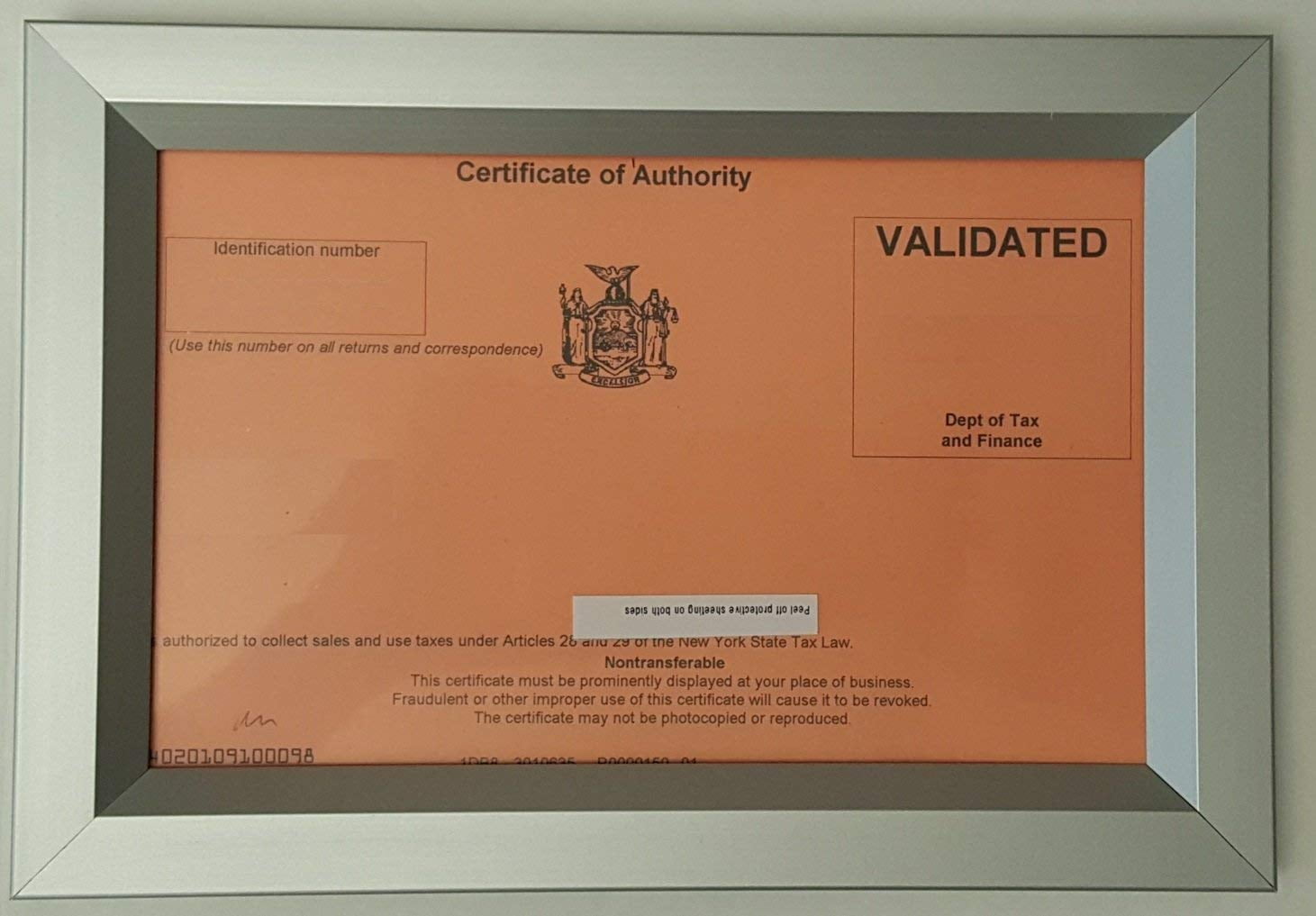 CERTIFICATE OF AUTHORITY 8.5X5.5 ( Heavy Duty - Aluminum) - Walmart.com