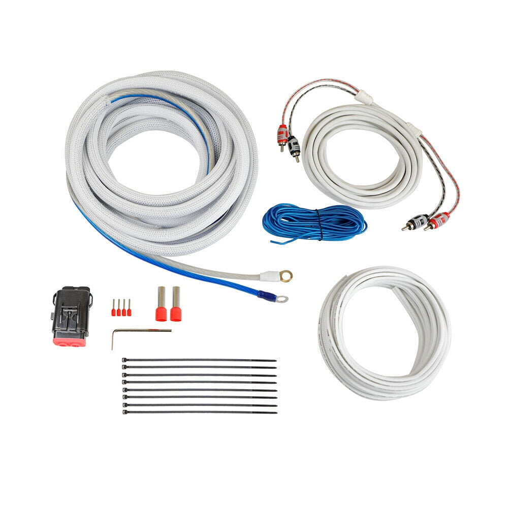 4 Gauge Complete Waterproof Amp Kit, 20ft. with RCA, Speaker Cable ...